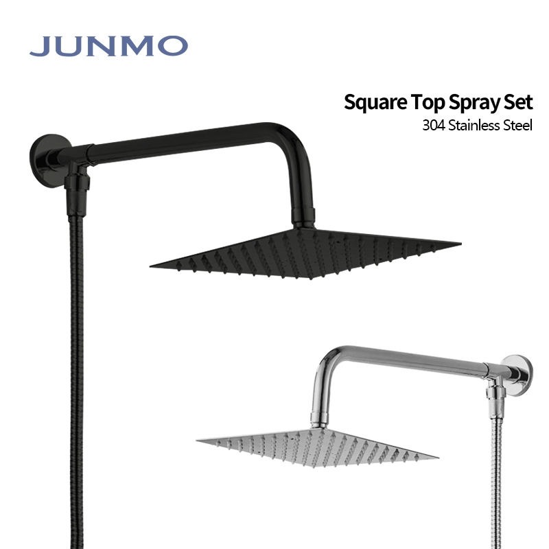 JUNMO Mounted Shower Arm Stainless Steel Chromed Bathroom Head Fixed ...