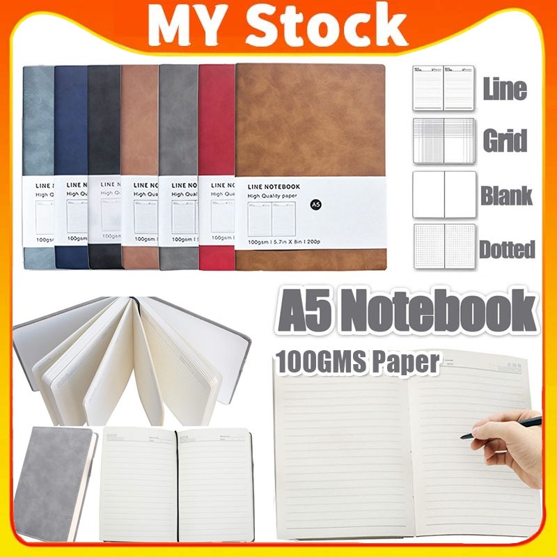 🔥MY Stock🔥A5 Notebook 100GMS 200 Pages Diary Journal PU Leather Cover ...