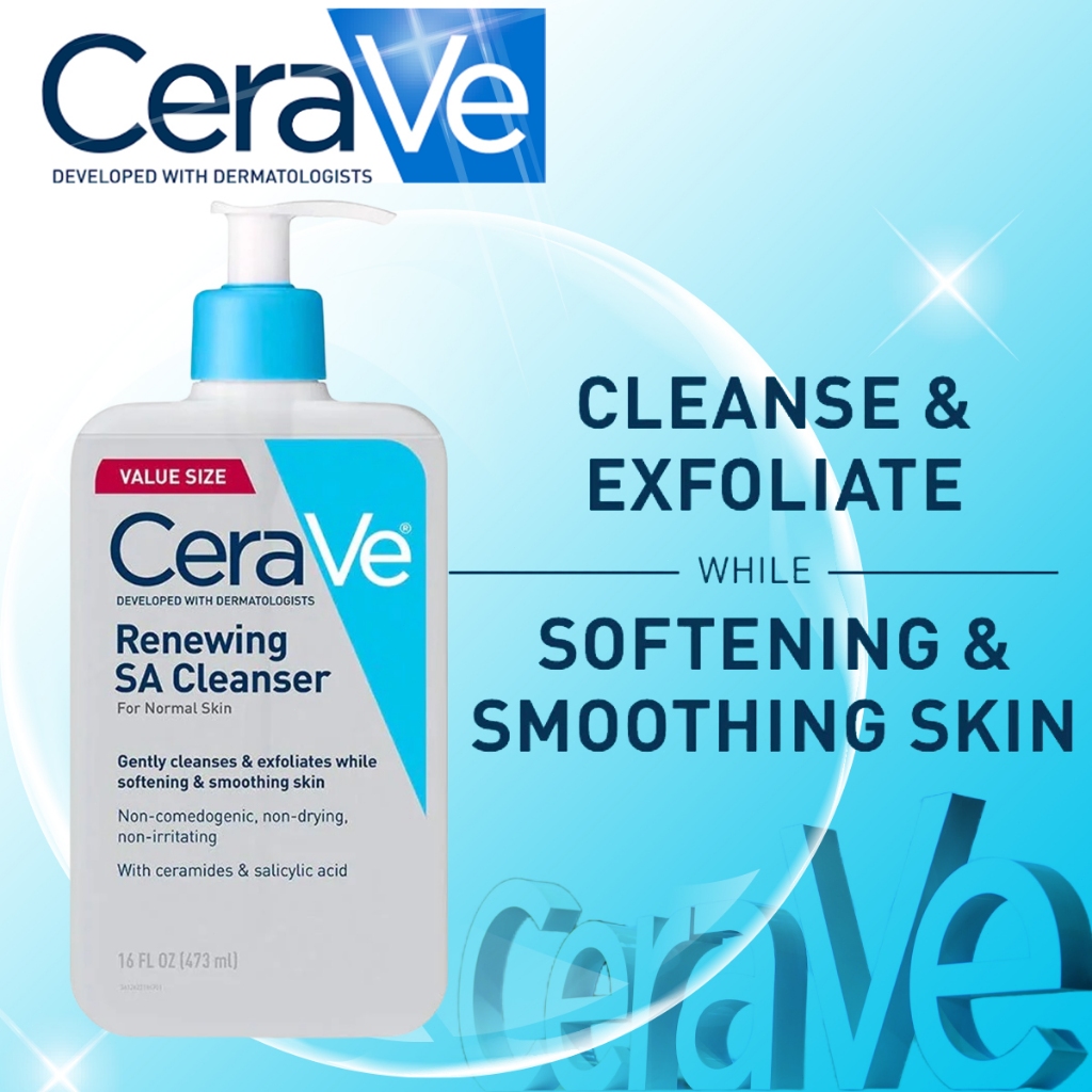 CeraVe Renewing SA Cleanser 473ml For Normal Skin Acne-Prone Skin ...