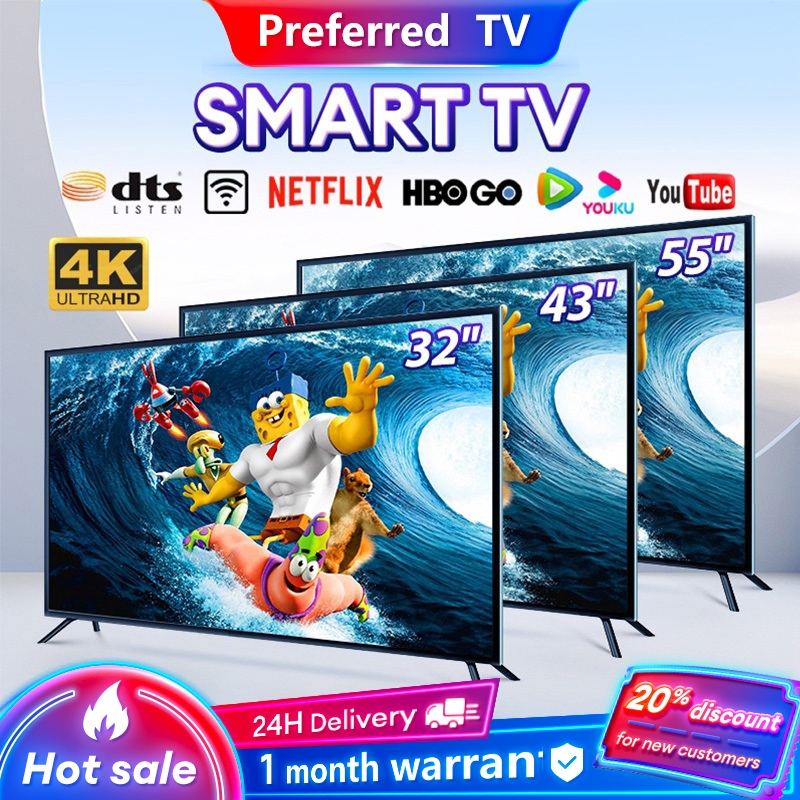 Smart TV 4K Ultra HD 32 43 inch LEDAndroid 12.0 built-in TV Box Dolby ...