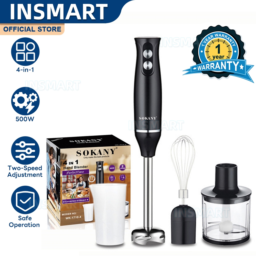 INSMART Smart 4-in-1 Handheld Blender: Double Large Capacity Blending ...