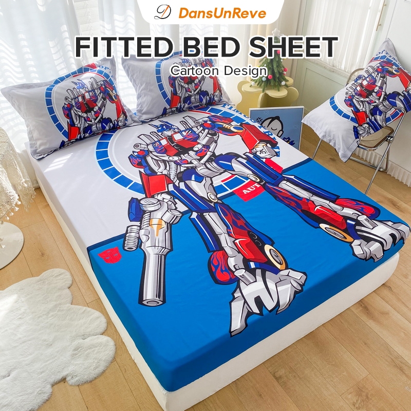 Transformers Cartoon Fitted Sheet Pillowcase Kanak-Kanak Single 变形金刚床笠 ...