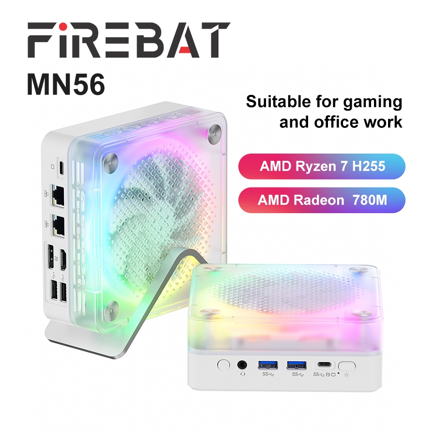 FIREBAT Mini PC, AMD Ryzen 7 H 255, AMD Radeon 780M graphics card, MN56 ...