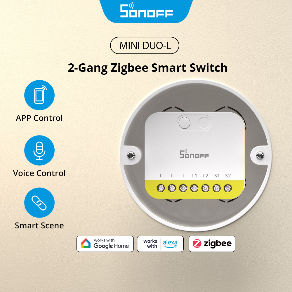 SONOFF MINI DUO-L 2-Gang Zigbee Smart Switch No Neutral Required MINI ...