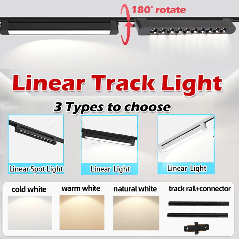 LED Track Light Aluminum Linear Track Ceiling Lamp Rail Spotlight ...