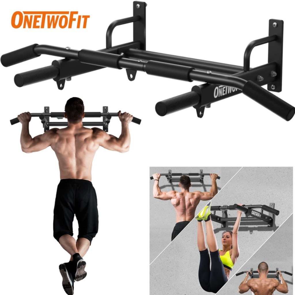 OneTwoFit High Quality 6-hole design Wall-mounted Pull Up Bar Home Gym ...