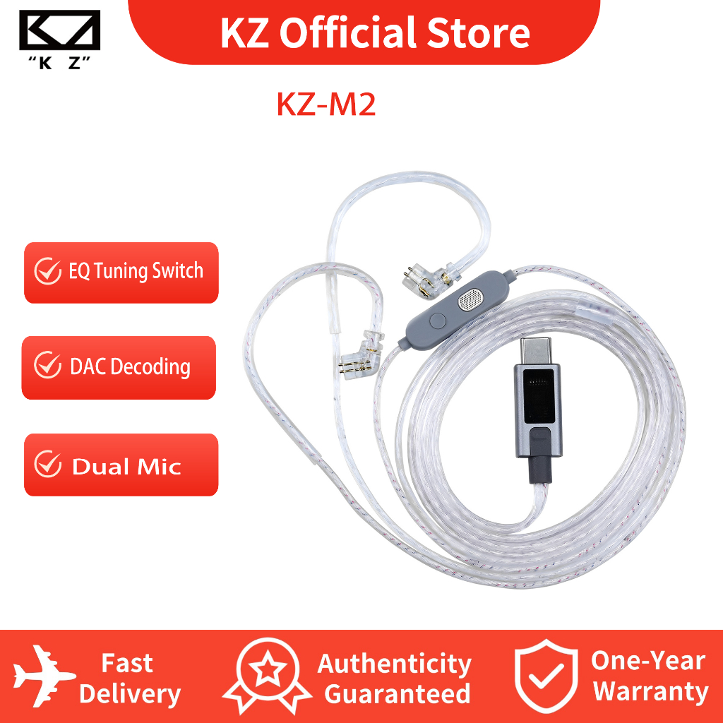 KZ M2 Type C Cable with DSP Dual HD microphone headphone cable 0.75/0 ...