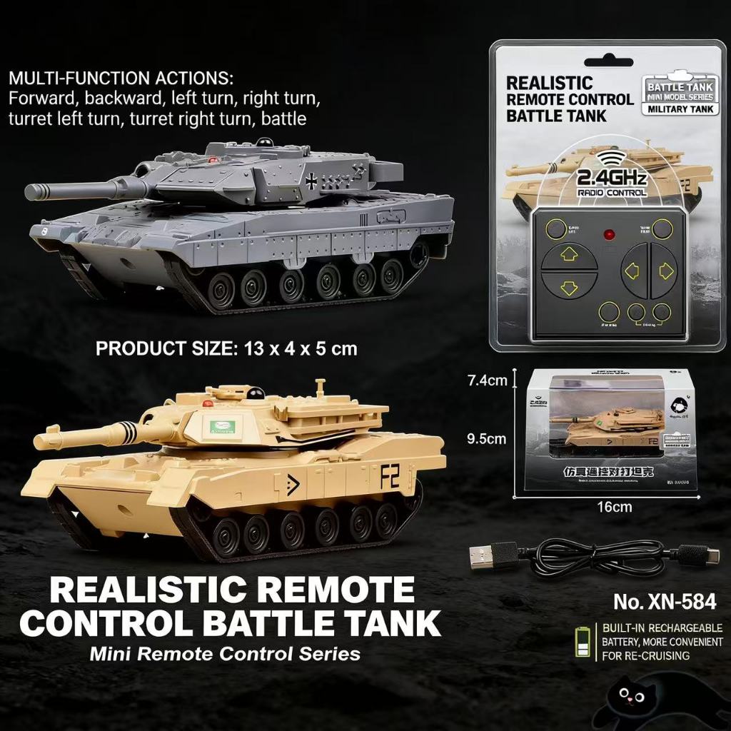 777-584 Mini RC Tank - Remote Control Battle Track Military Tiger Tank ...