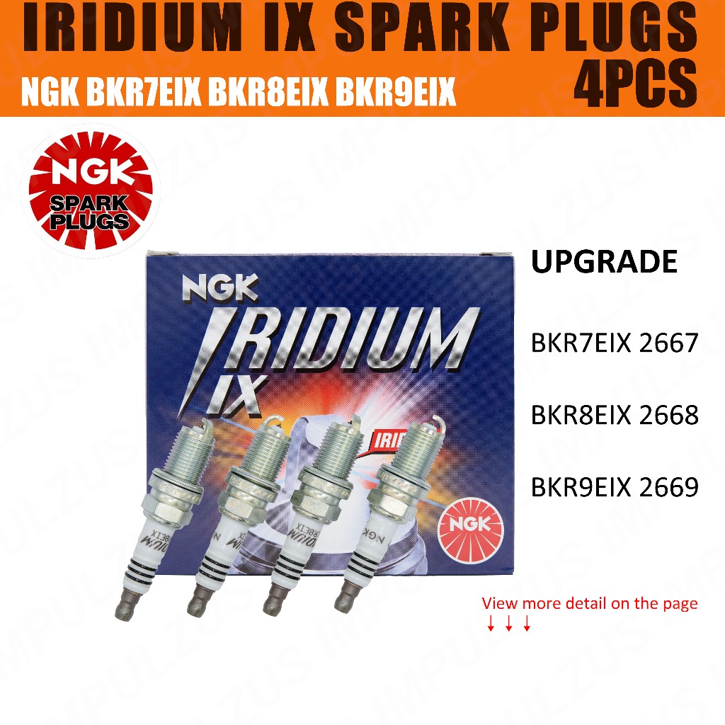 100% ORI NGK Iridium IX Spark Plug 2667 BKR7EIX 2668 BKR8EIX 2669 ...