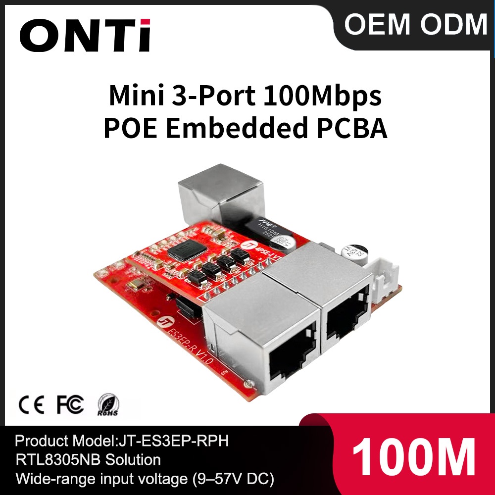 ONTi Industrial Embedded PoE Switch Module | 3 Port 100M | 9-57V Wide ...