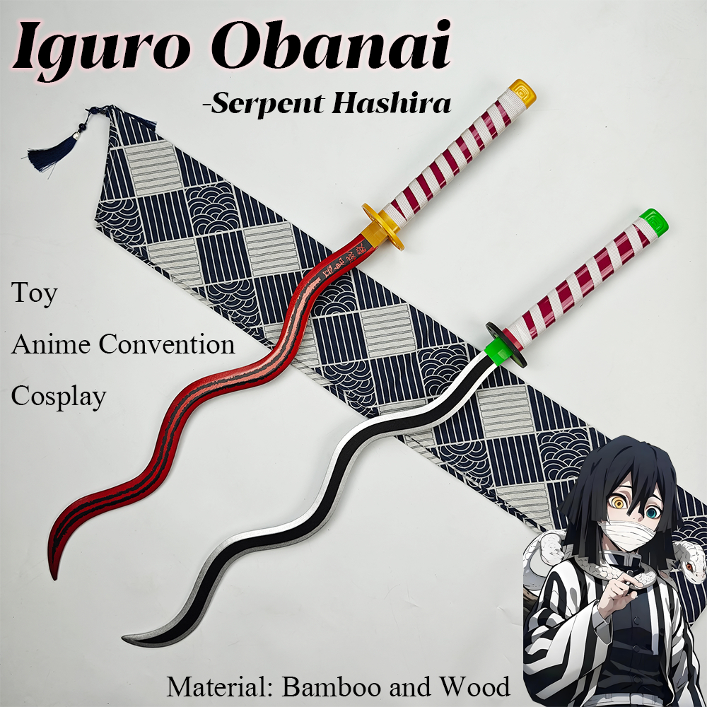 Demon Slayer Iguro Obanai Wavy Sword 100cm Cosplay Prop (Wooden Blade ...