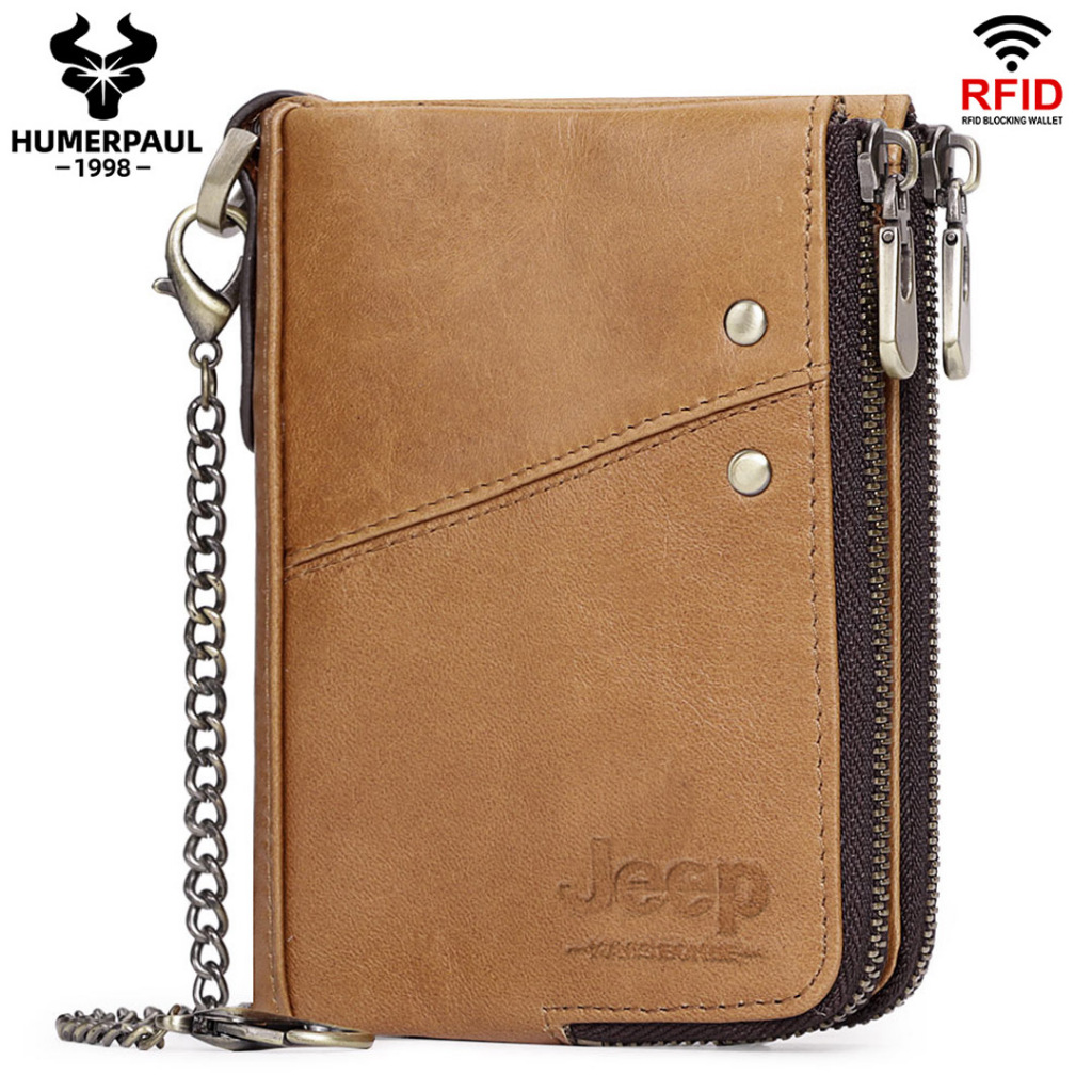 HUMERPAUL RFID Cowhide Genuine Leather Wallet Men Coin Purse Small Mini ...