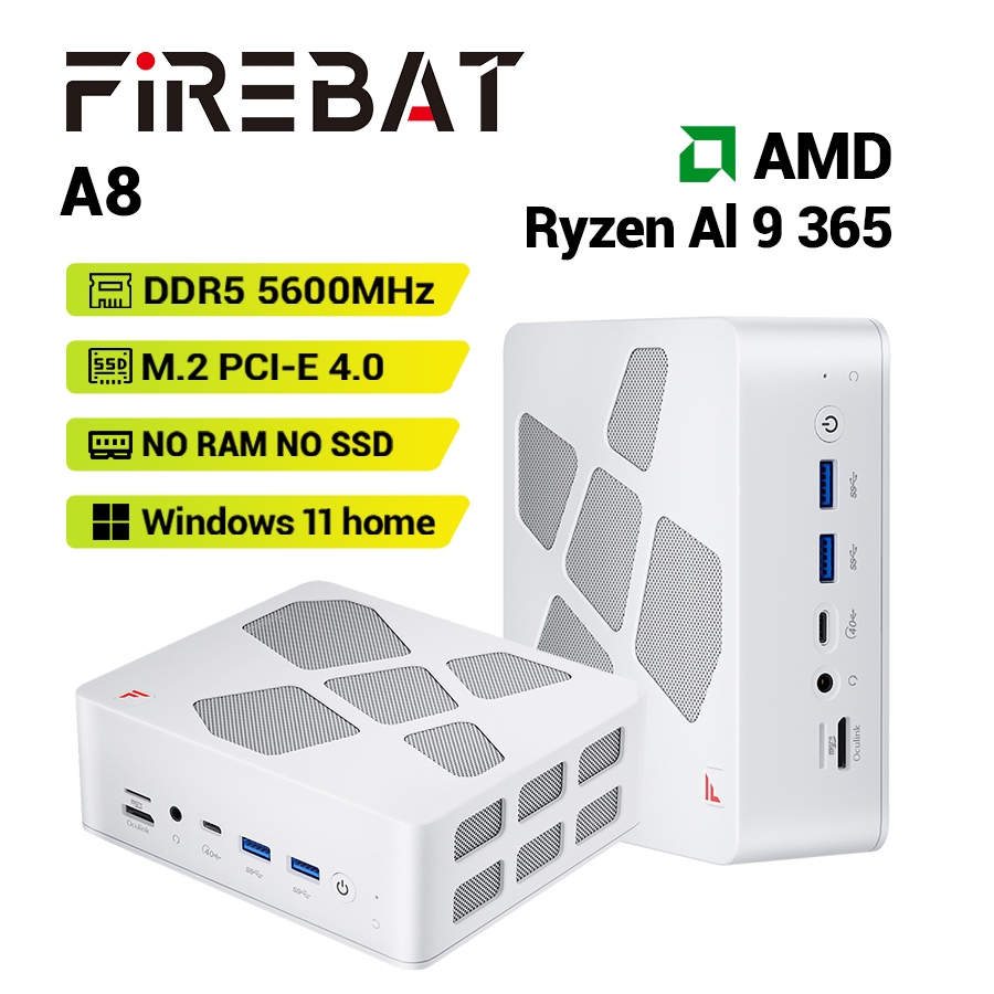 FiREBAT AMD Radeon Mini PC With AMD Ryzen AI 9 365 (16GB RAM/1TB SSD ...