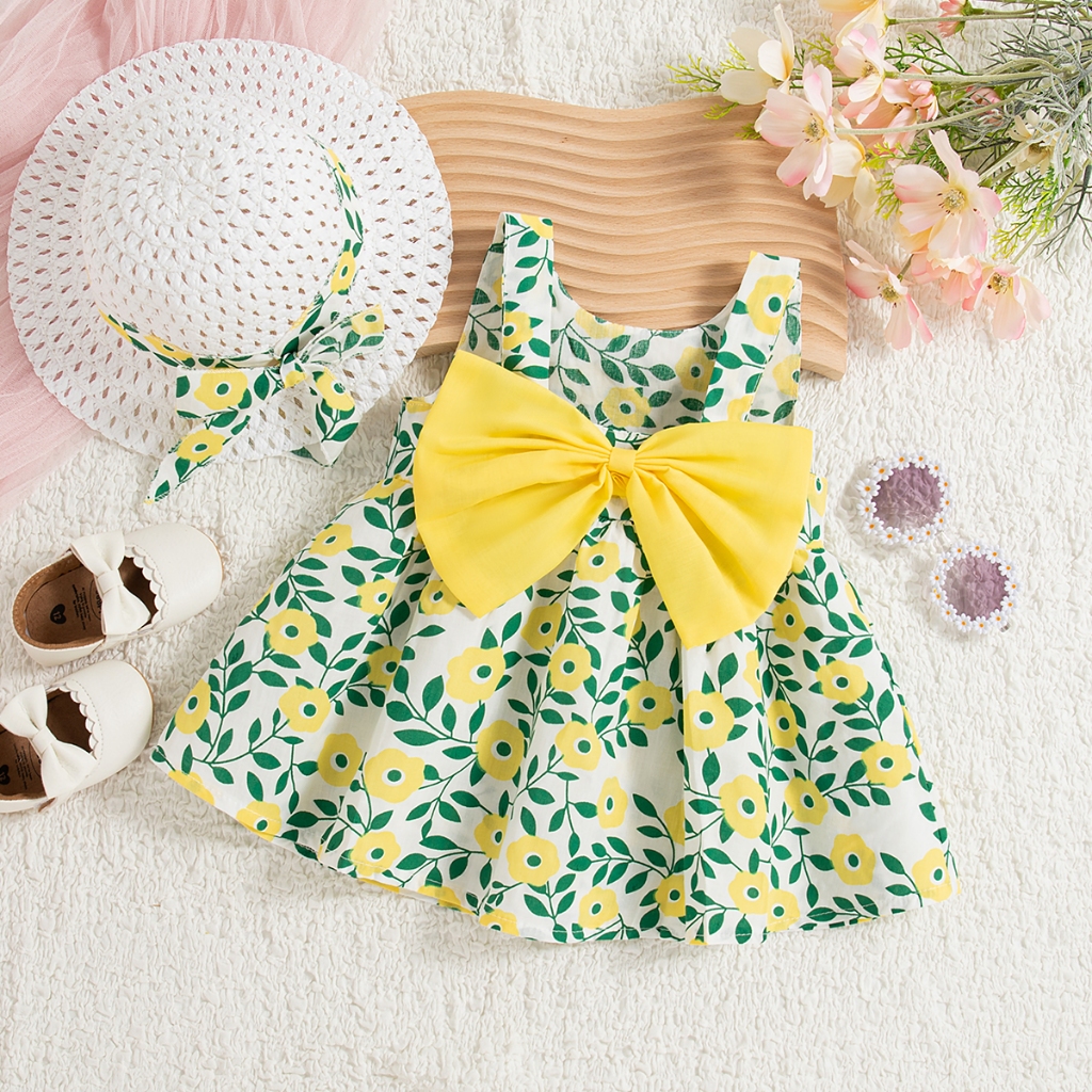 Summer New Sweet Flower Baby Girl Dress, Cute Bow Children'S Clothing ...