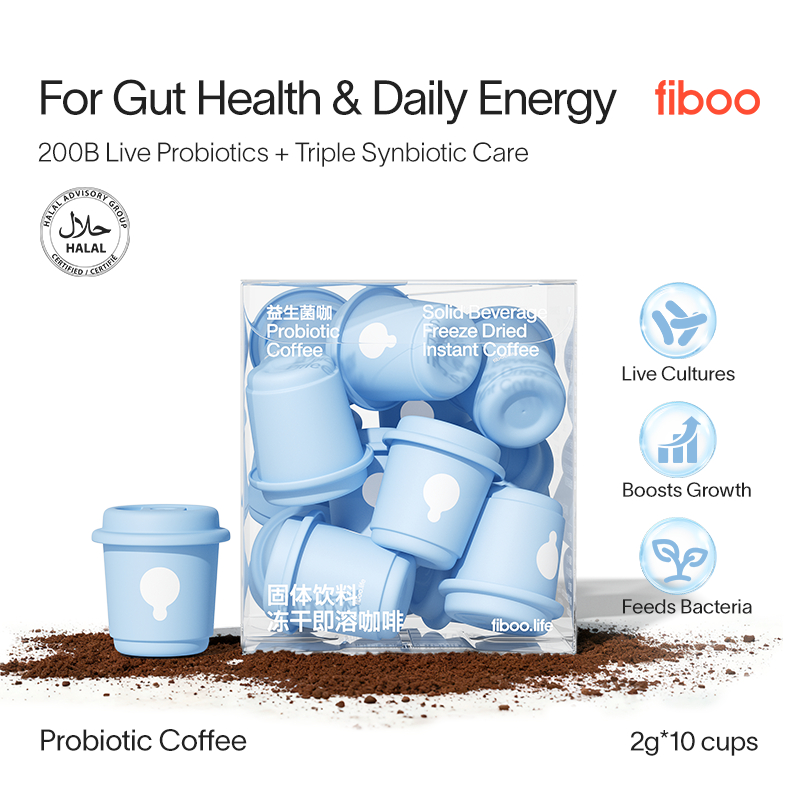 Fiboo Probiotic Coffee 200 Billion Probiotics Prebiotics Instant Freeze ...