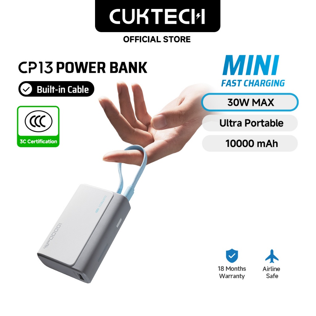 【3C Certification】CUKTECH Mini Powerbank 10000mAh 30W Fast Charging ...