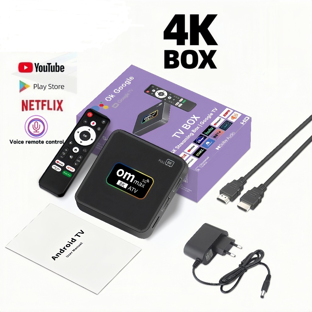 OM MAX Smart Voice TV Box Android 14.0 Terbaru 4K Full HD 5G WIFI ...