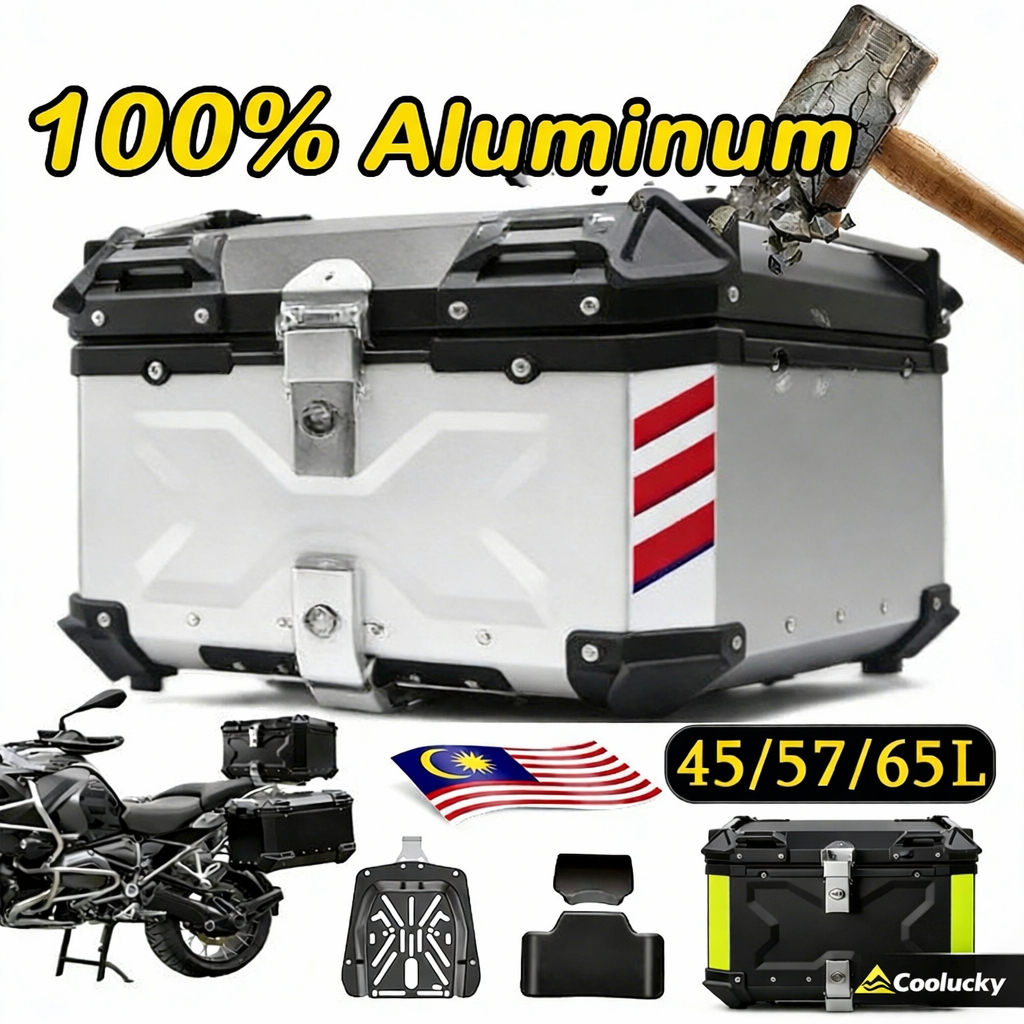 Motorcycle Top box 45/57/65L Universal Aluminum Alloy Motorbike Tail ...