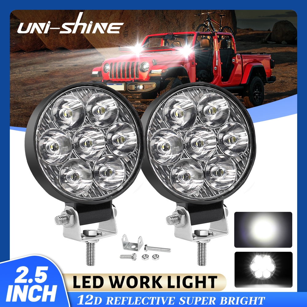 Braveway Mini 2.5 inch Square Round Mini Led Work Light Pole 7LED Cross ...