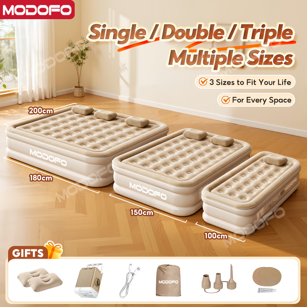 MODOFO Inflatable Air Bed tilam with Electric Pump Double Size ...