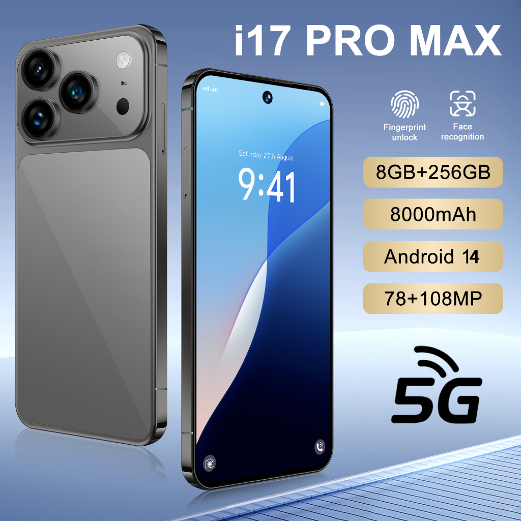 A17 Pro Max 4G/5G Smartphone 6.7" HD Display 8GB+256GB Storage 8000mAh ...