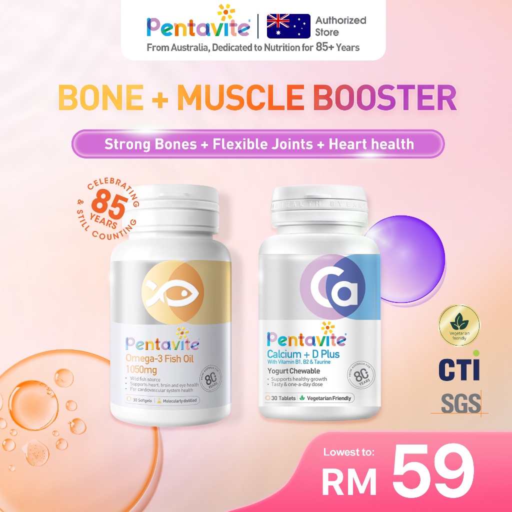 [Bone + Muscle Booster] Pentavite Omega-3 Fish Oil 1050mg + Pentavite ...