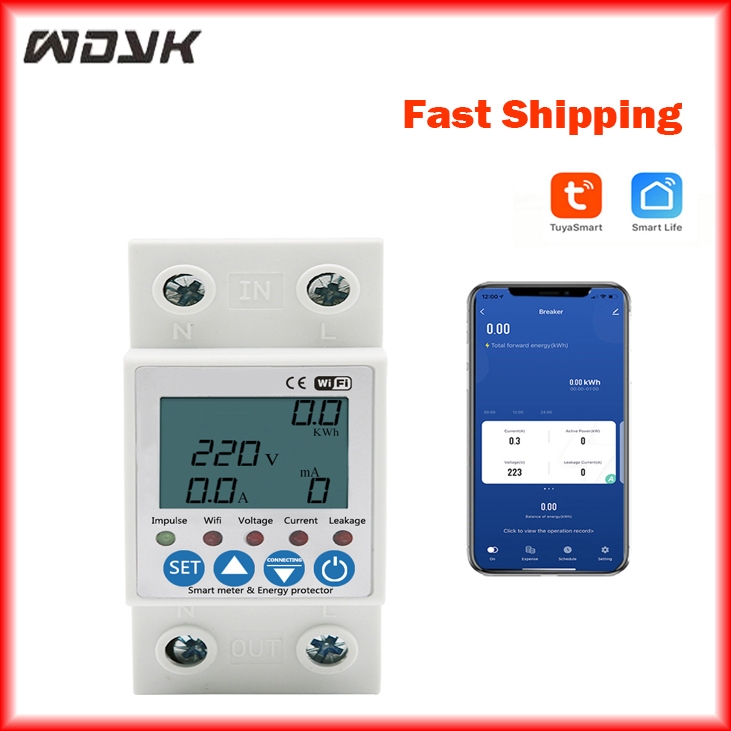 WDYK Tuya(Smart Life) 2P 63A WiFi Smart Meter Earth Leakage Over Under ...