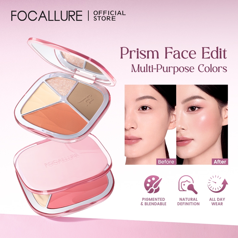 FOCALLURE Prism Multi-use Glow Blush Highlighter Contour Face Palette ...