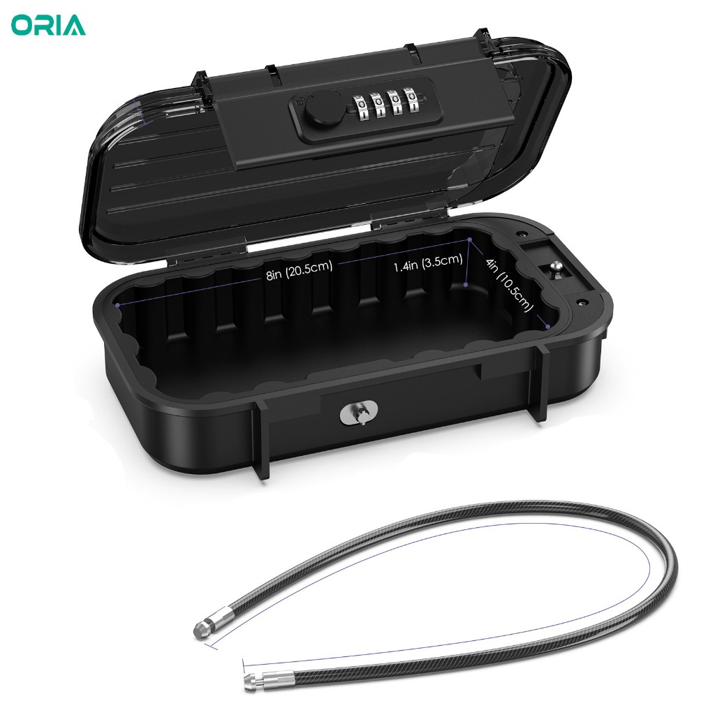 ORIA Portable Safe Box Combination Security Lockbox with Removable Wire ...
