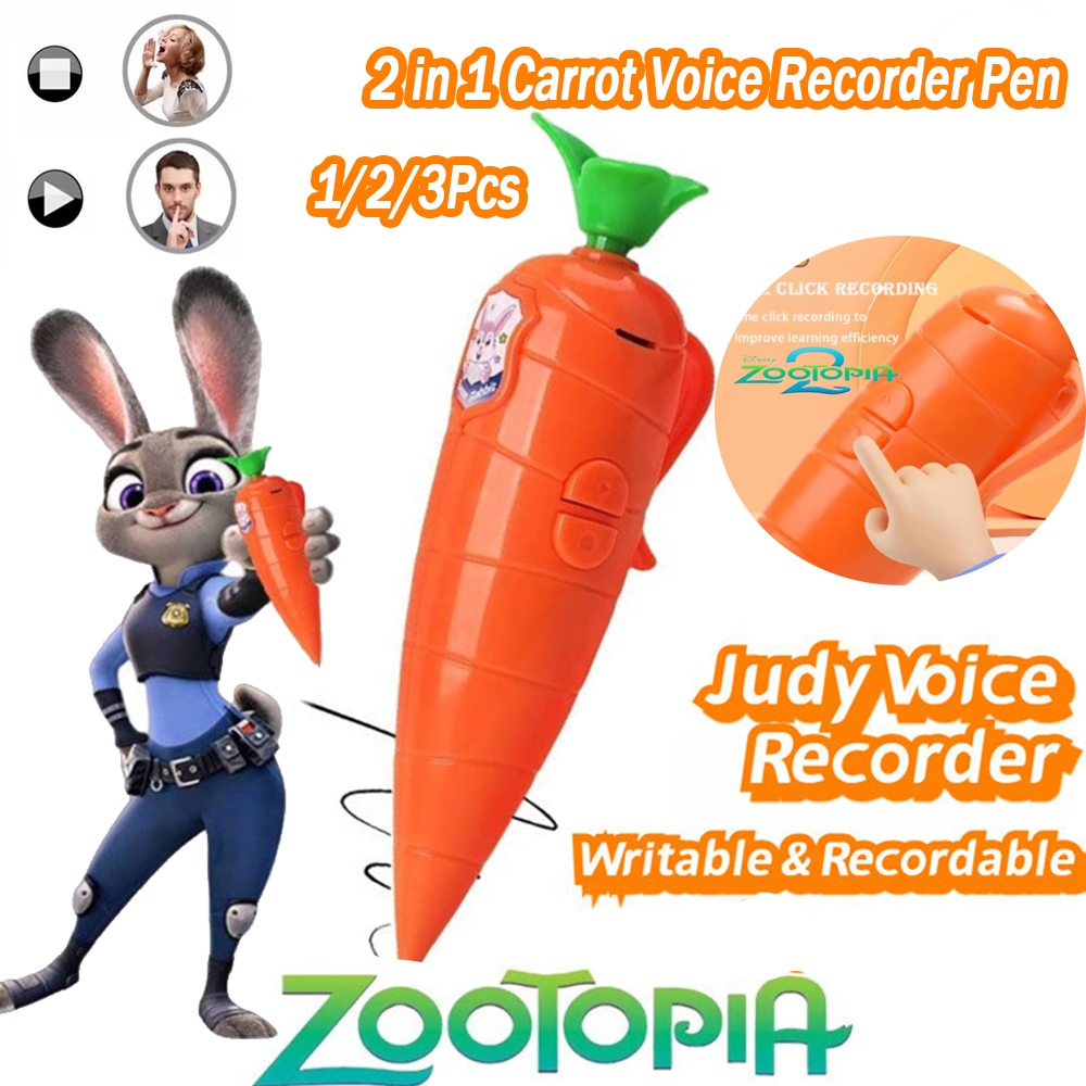 3Pcs 2 in 1 Carrot Voice Recorder Pen 60-Second Voice Recorder Pen ...