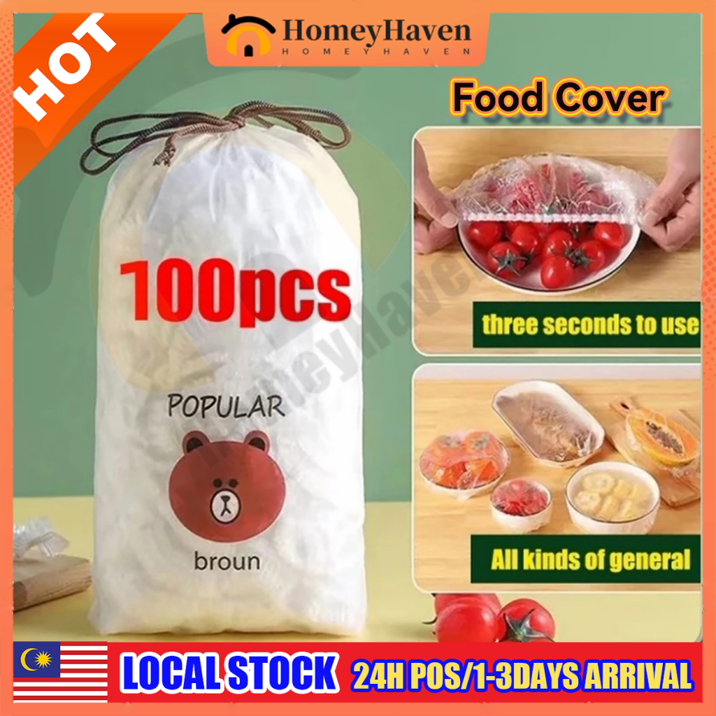 100PCS Food Grade Disposable Fresh Keeping Plastic Wrap Elastic ...