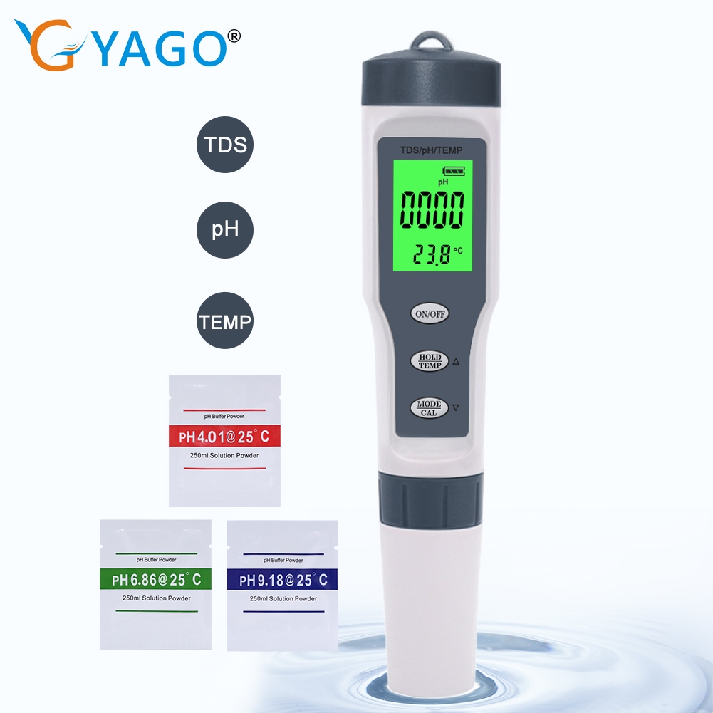 YAGO 3-in-1 Test Pen TDS/PH/TEMP Water Quality Tester pH Meter Home Use ...