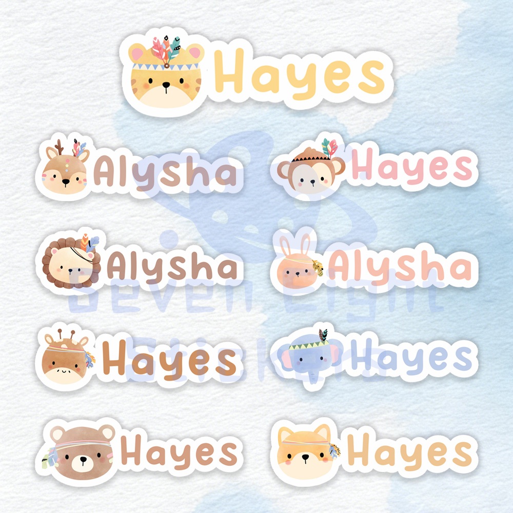 Customized animal cartoon name stickers | Waterproof name stickers ...