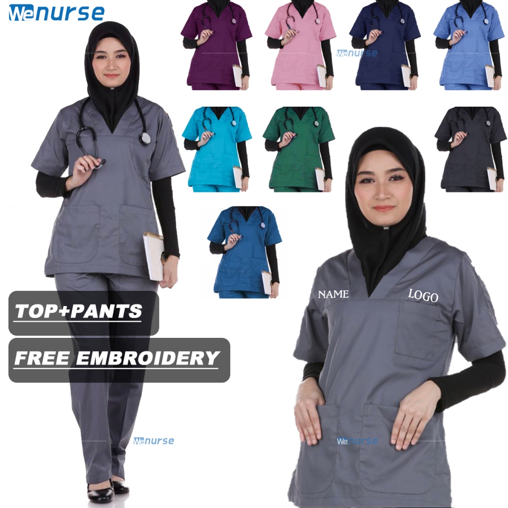 【Free Name&Logo】READY STOCK SCRUB SUIT MEDICAL BAJU SCRUB - FOR FEMALE ...