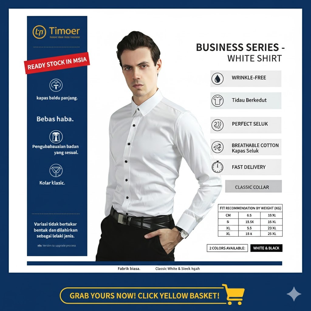 [Ready Stock] Timoer Men's Shirt Office Oxford Slim Fit Korean Style ...