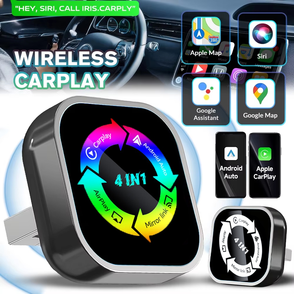 New Wireless Carplay Adapter 4in1 Android Auto Connect Airplay Mirror ...