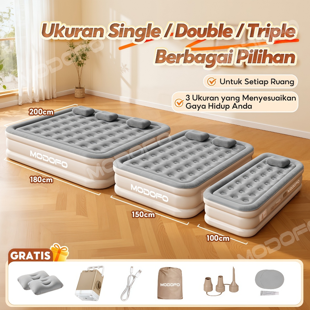 MODOFO Air Bed Inflatable modofo tilam Portable Automatic Double Size ...