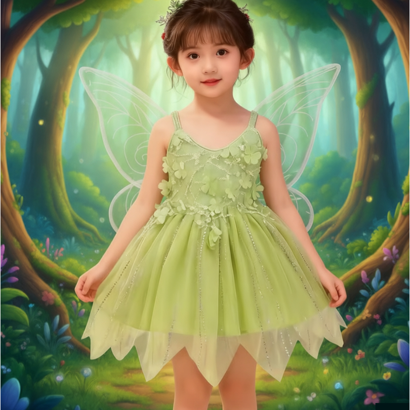 Girls Flower Fairy Dress Up Kids Princess Dress With Wings Halloween ...