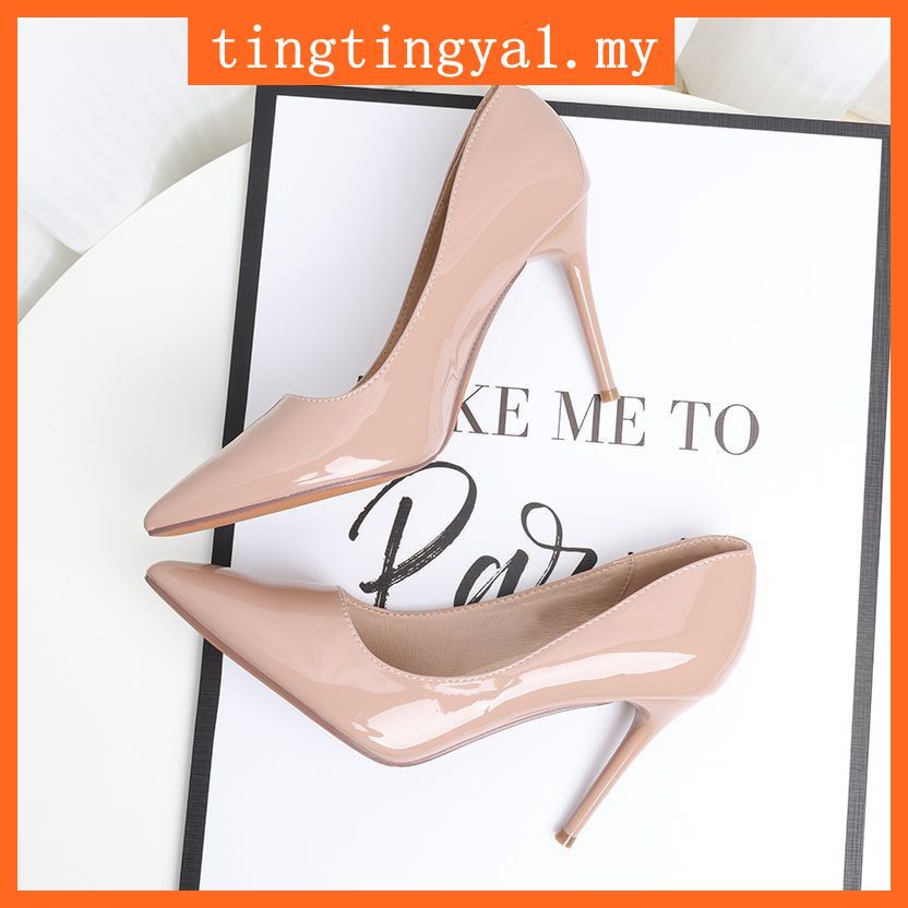 Summer New Pointed Toe Stiletto French Shiny High Heels Female Fairy ...