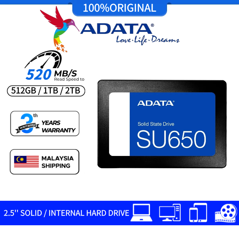 【Local Stock】ADATA SU650 Solid state drives 512GB /1TB/2TB SATA3 ...