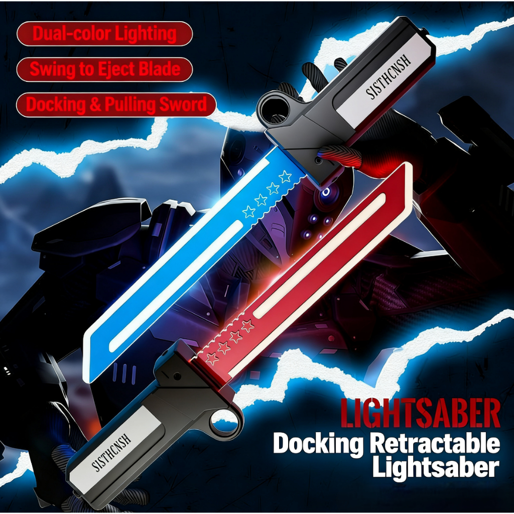 Double Sided Lightsaber Toy 2 in 1 Dual Blade Connectable Extendable ...