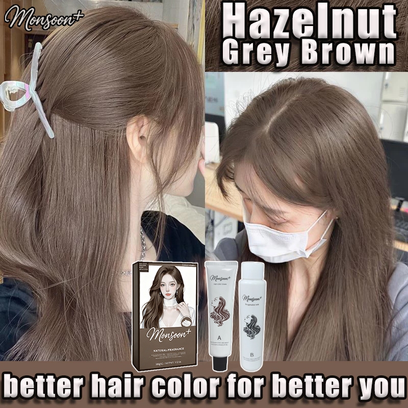 【2026 most popular color】Monsoon+ Hazelnut gray-brown hair dye hair ...