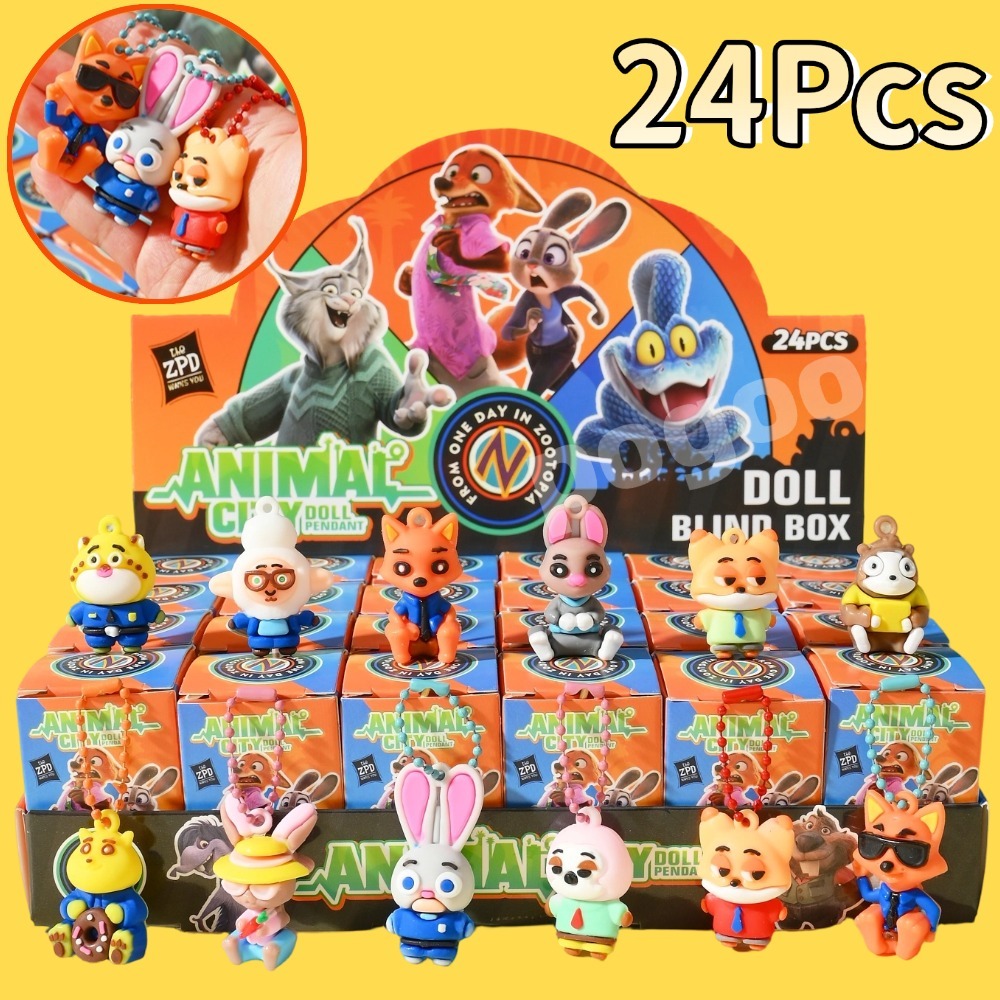 24Pcs Zootopia2 blind box keychain Judy Nick figure key ring cute bag ...