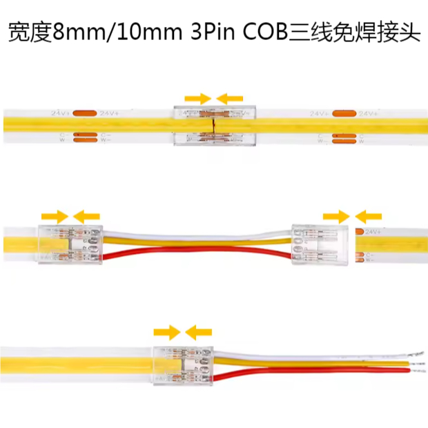 3PIN CCT COB LED Dual Color Temperature Lamp Strip 12V/24V Light Bar ...
