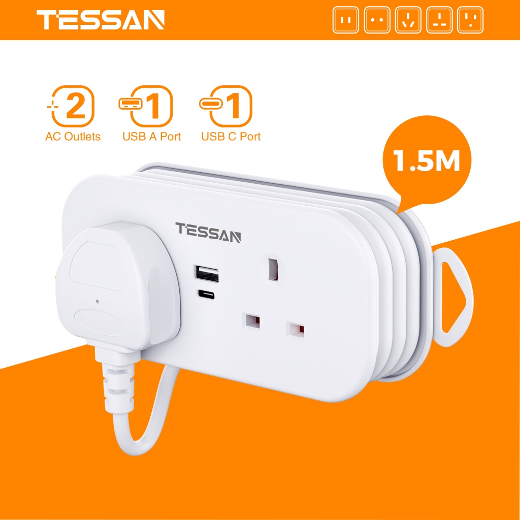TESSAN Cube Multi Extension Cord Extension Plug Adapter with Swtich and ...