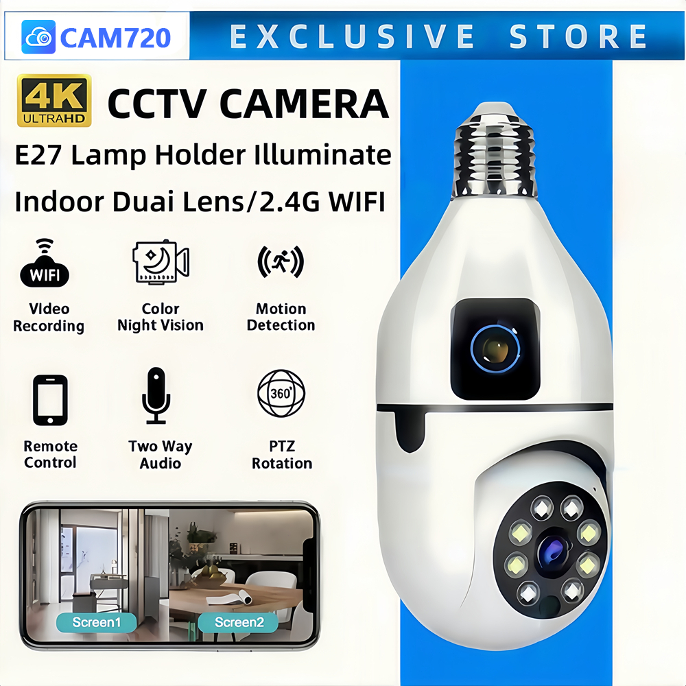 CAM720 Buy 1 Take 1 CCTV Camera Bulb WiFi 360° Dual Lens Indoor ...