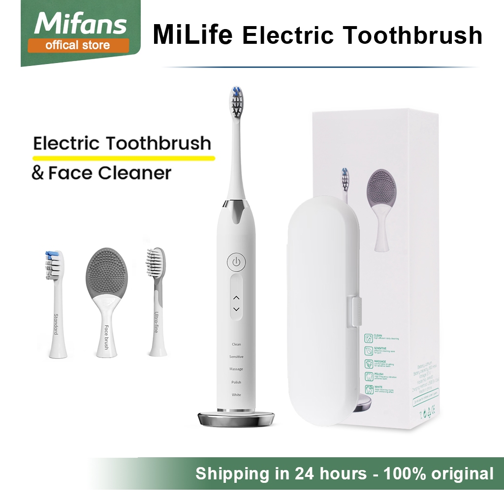 MiLife 2-in-1 Electric Toothbrush & Facial Cleanser | 5 Modes | IPX8 ...