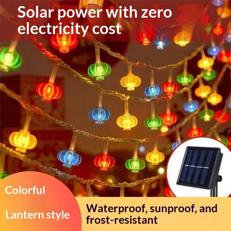 Solar LED Red Lantern String Outdoor Waterproof Garden Wedding Spring ...