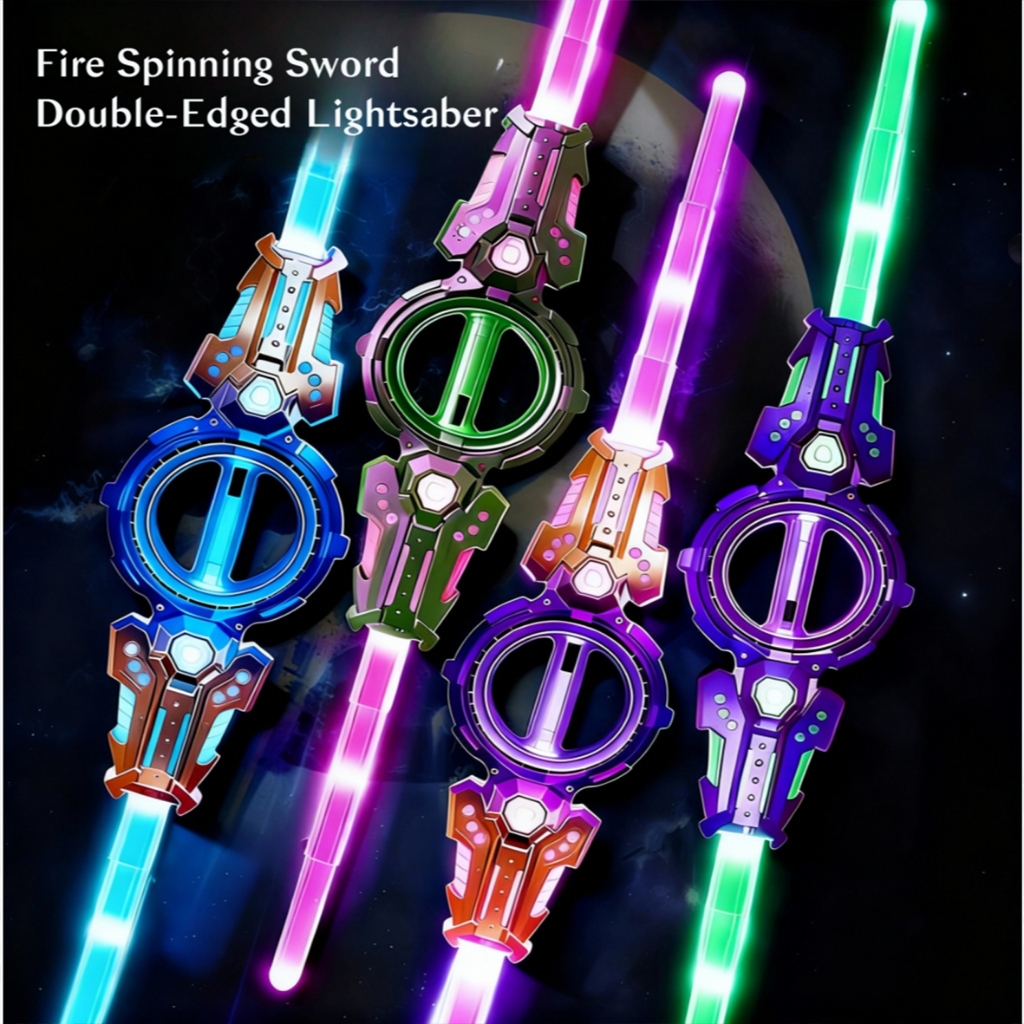 2025 Spark Twist Sword, Double-Blade Extendable Light Up Spinning Saber ...