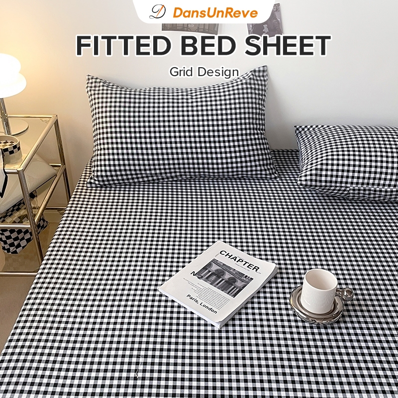 Black & White Plaid Fitted Bedsheet Set Cadar Fitted Kotak Hitam Putih ...